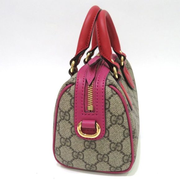 Gucci | Bags | Gucci Bag 2way Gray Mini Pink Red A Rank Gg Supreme Hand ...